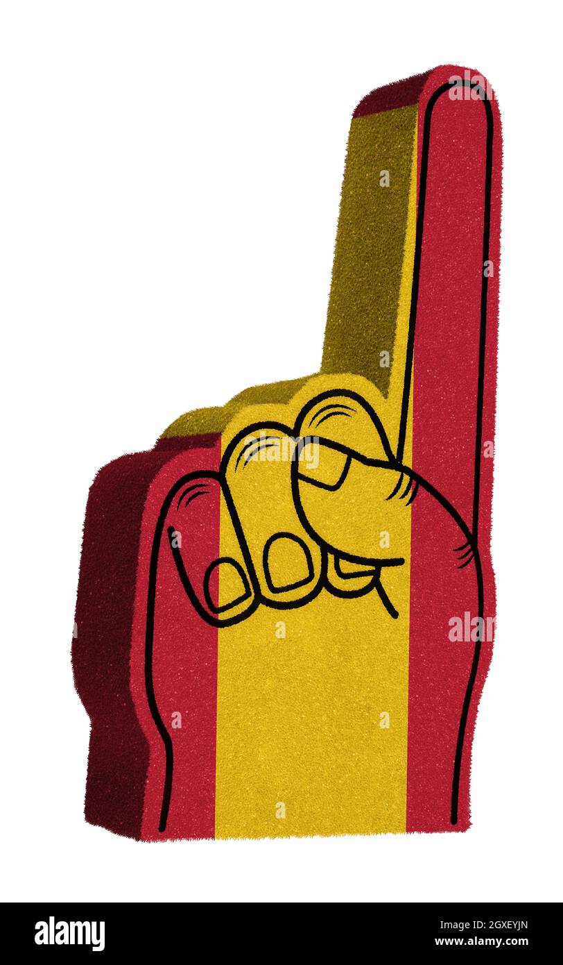 Spanish sport foam hand isolated on white Stock Photo - Alamy