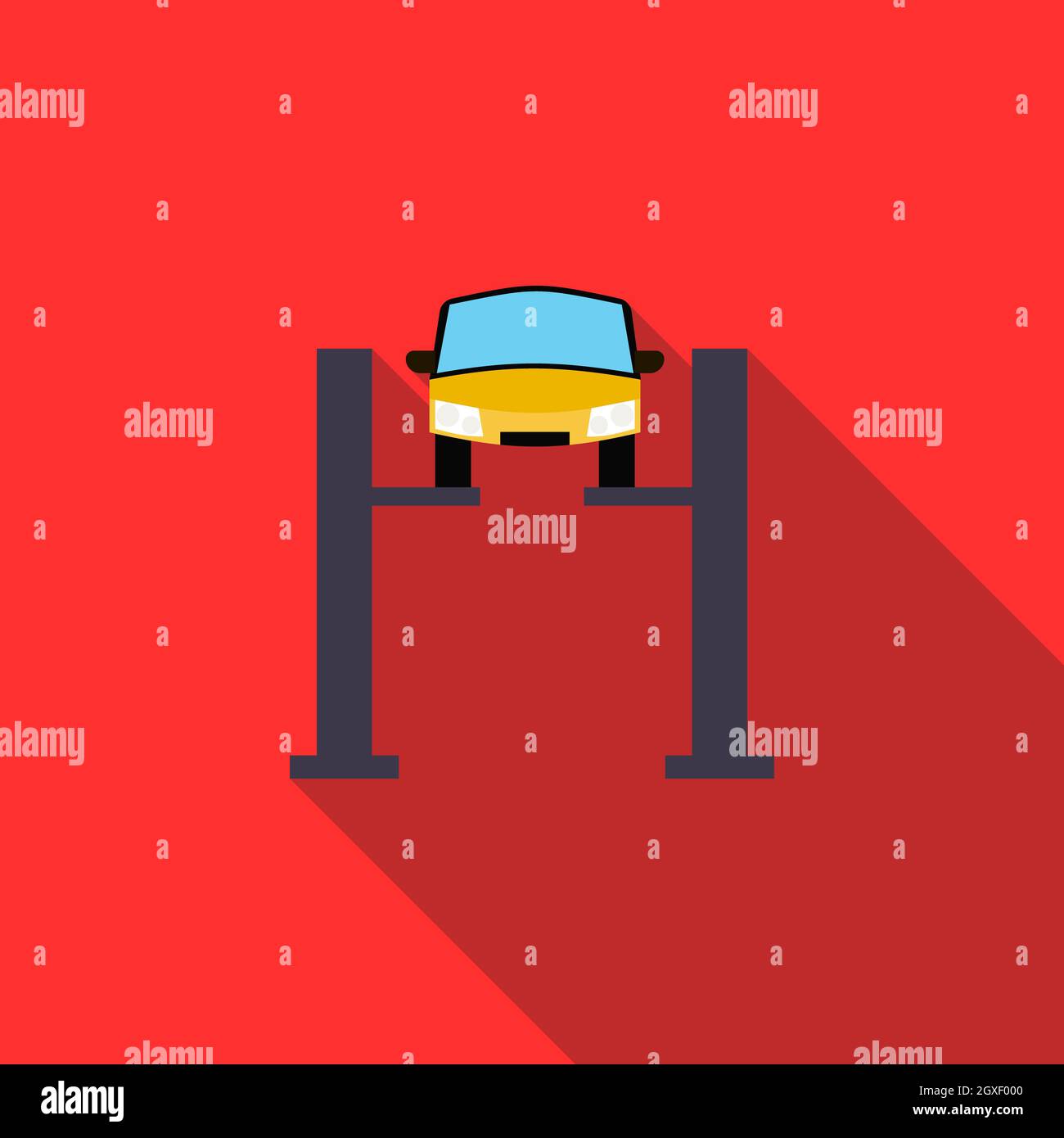 Car lifting icon in flat style on a red background Stock Photo - Alamy