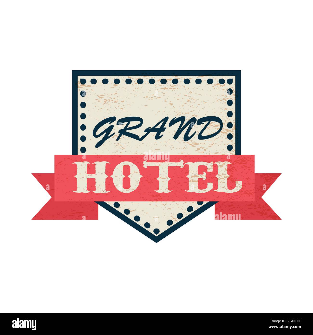 Grand hotel label in vintage style on a white background Stock Photo ...