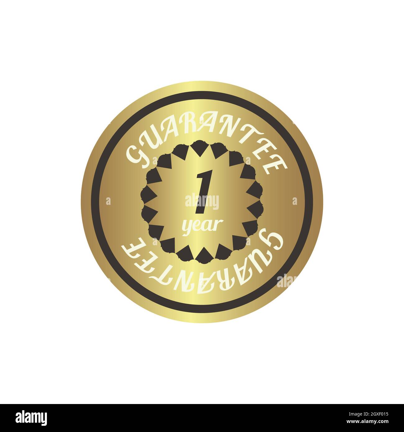 1 year guarantee golden label in simple style on a white background ...