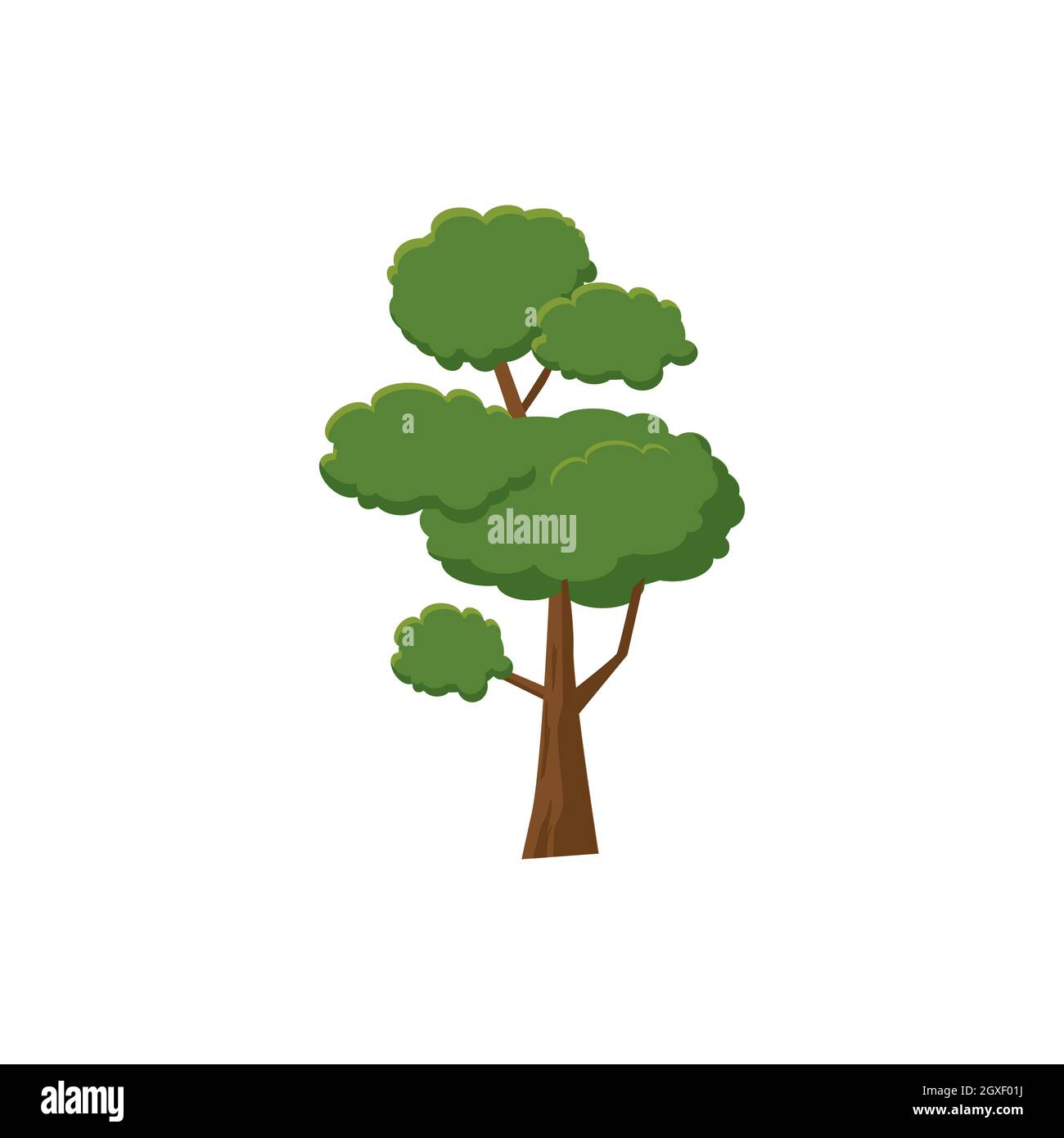 Spring tree icon in cartoon style isolated on white background. Nature ...