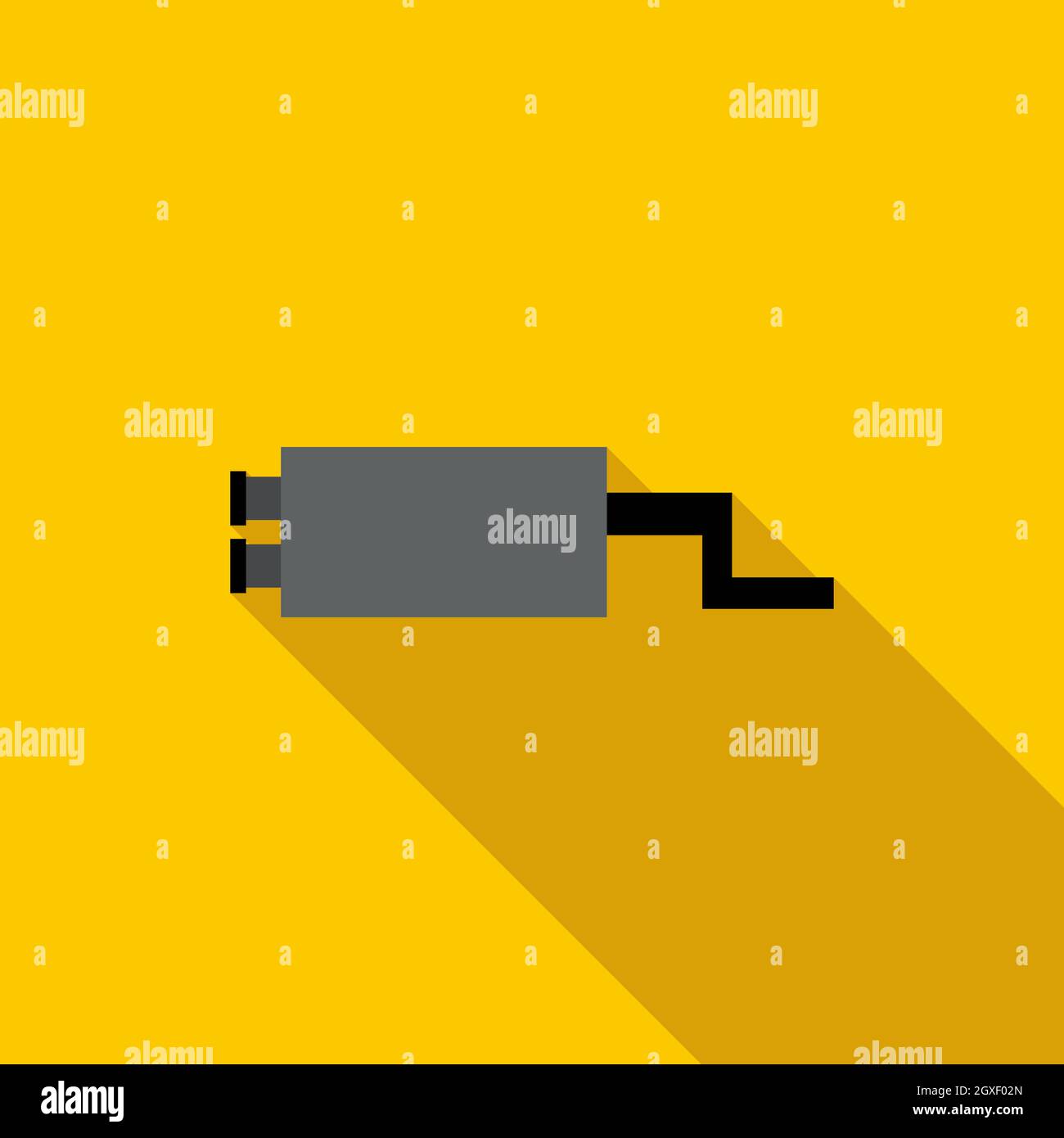 Metal silencer car icon in flat style on a yellow background Stock ...