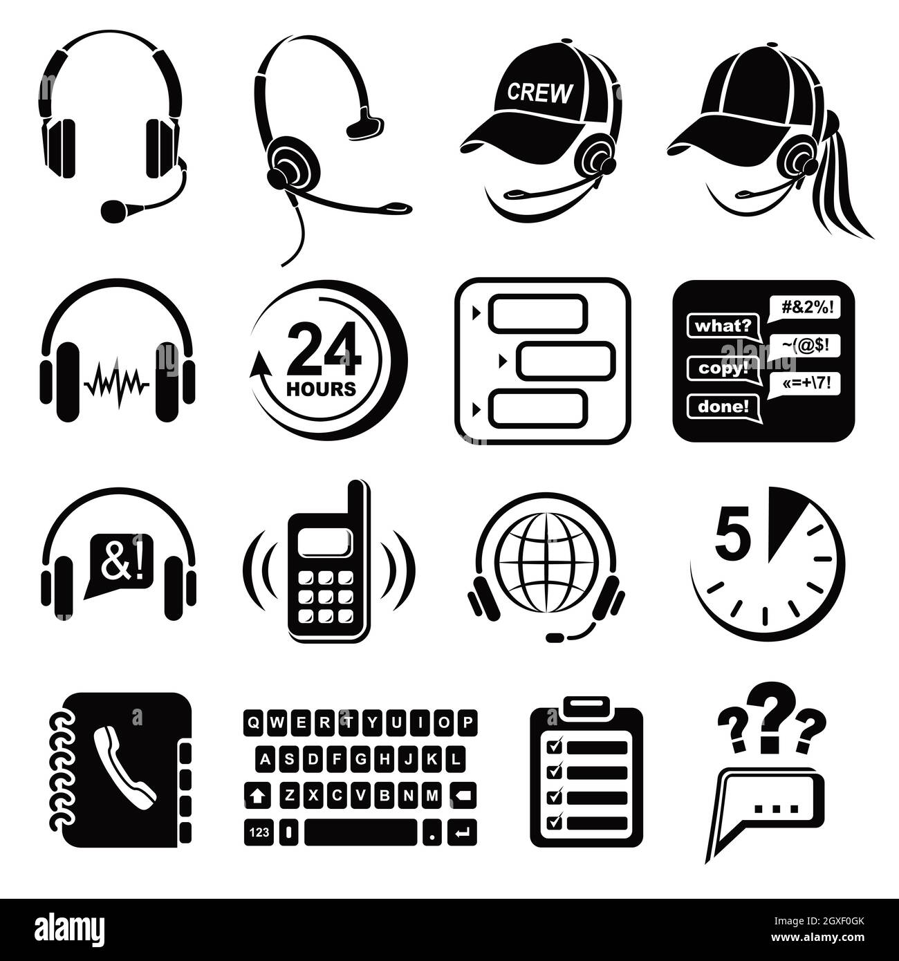 Call center icons set in simple style isolated on white background ...