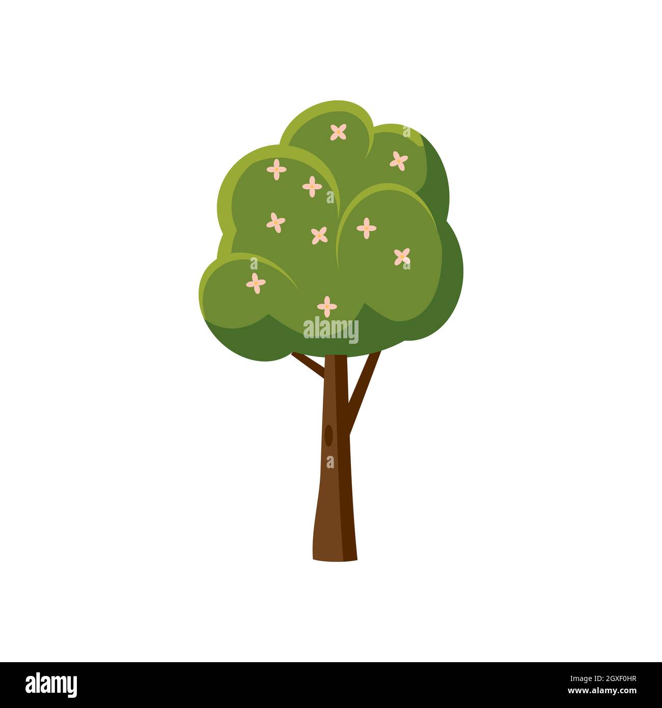 Tree with flowers icon in cartoon style isolated on white background ...