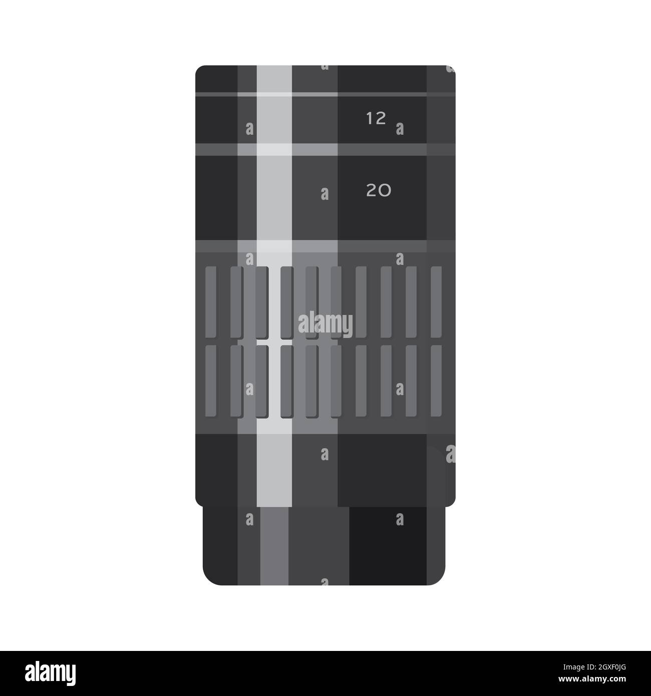 Camera zoom lens icon in cartoon style isolated on white background ...