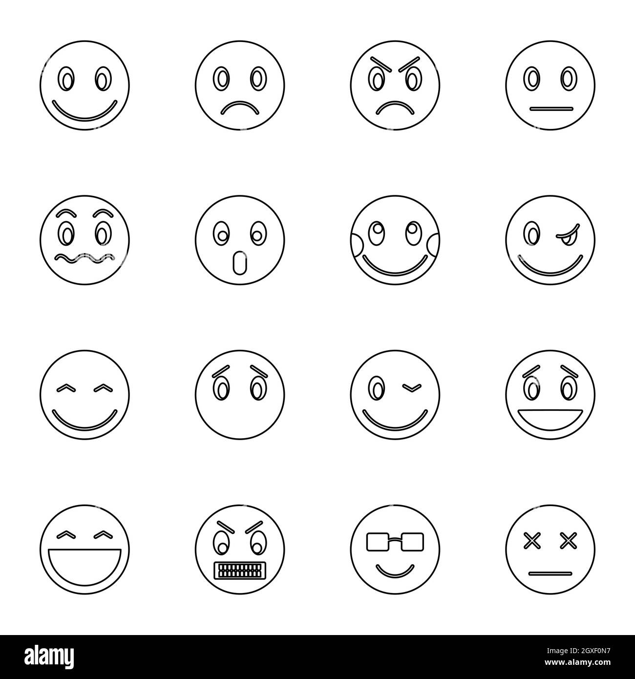 Angry icons set outline Cut Out Stock Images & Pictures - Alamy