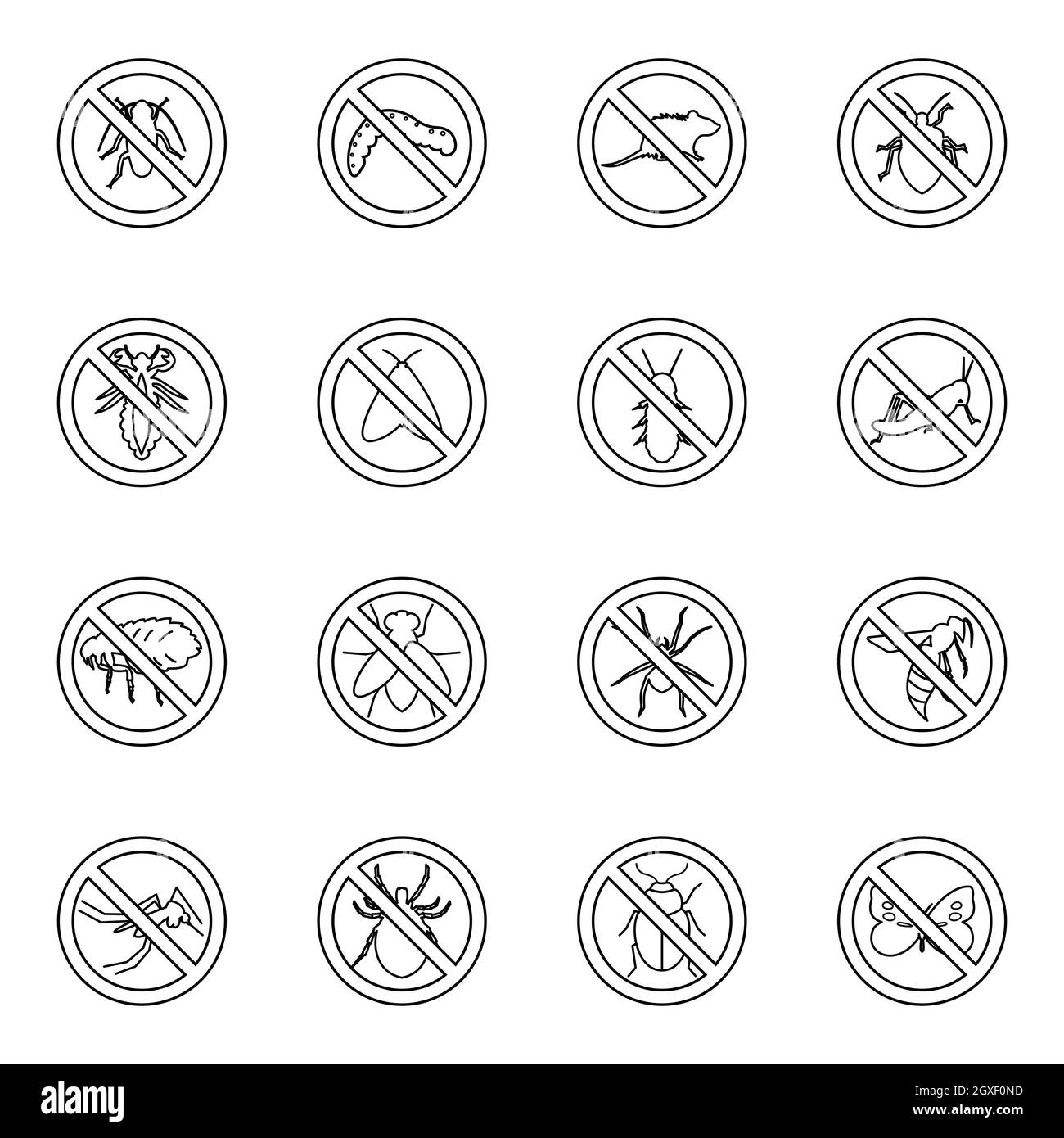 No insect sign icons set in thin line style for any design Stock Photo ...