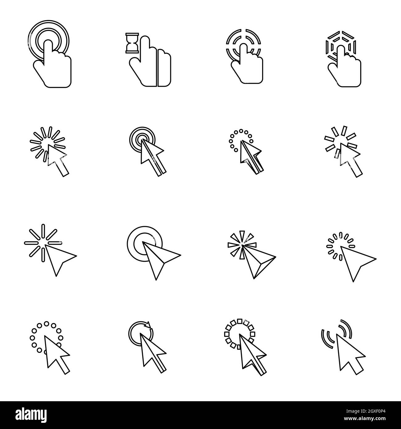Mouse pointer icons set in thin line style for any design Stock Photo ...