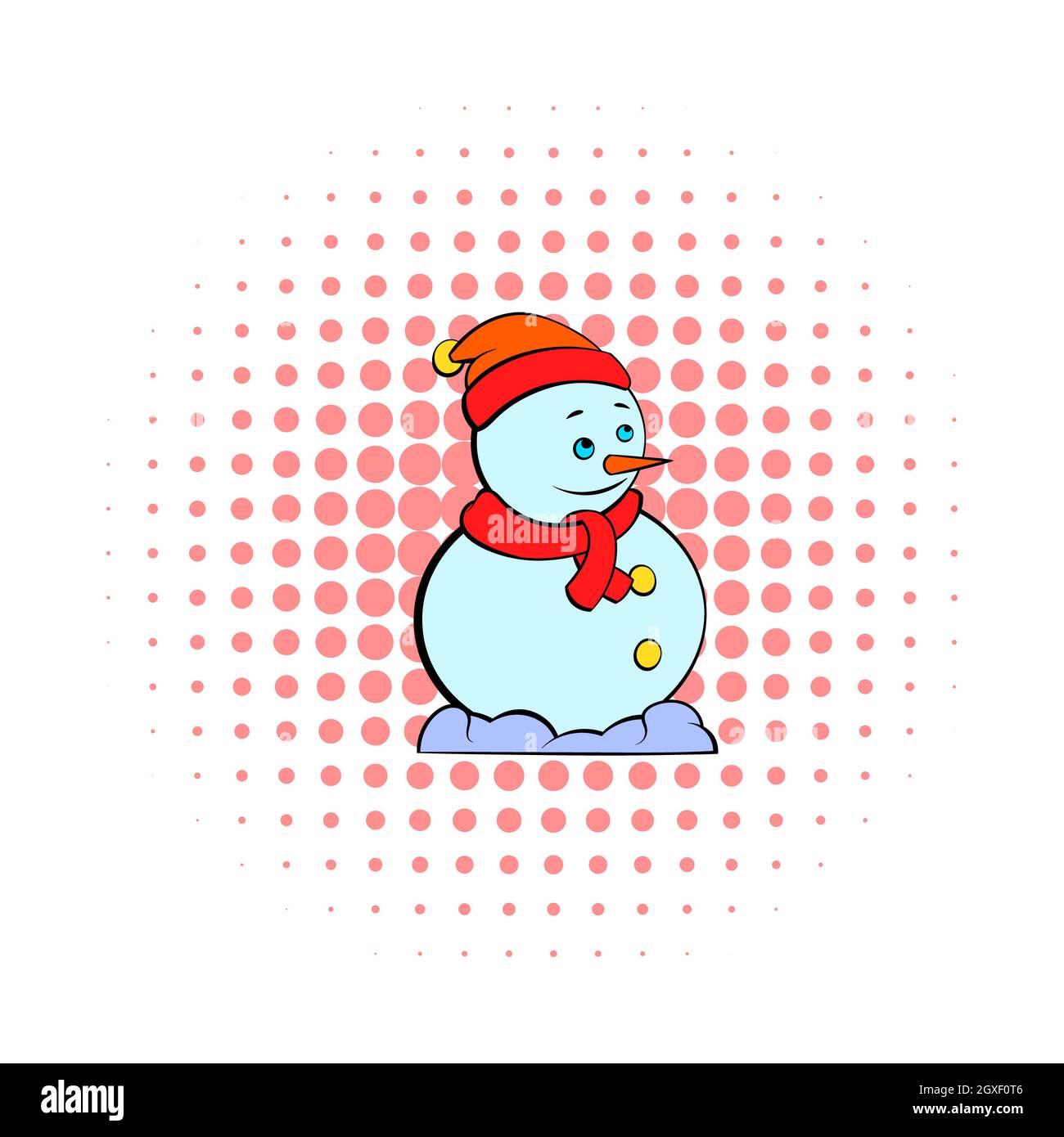 Snowman icon in comics style on dotted background. Winter symbol Stock ...