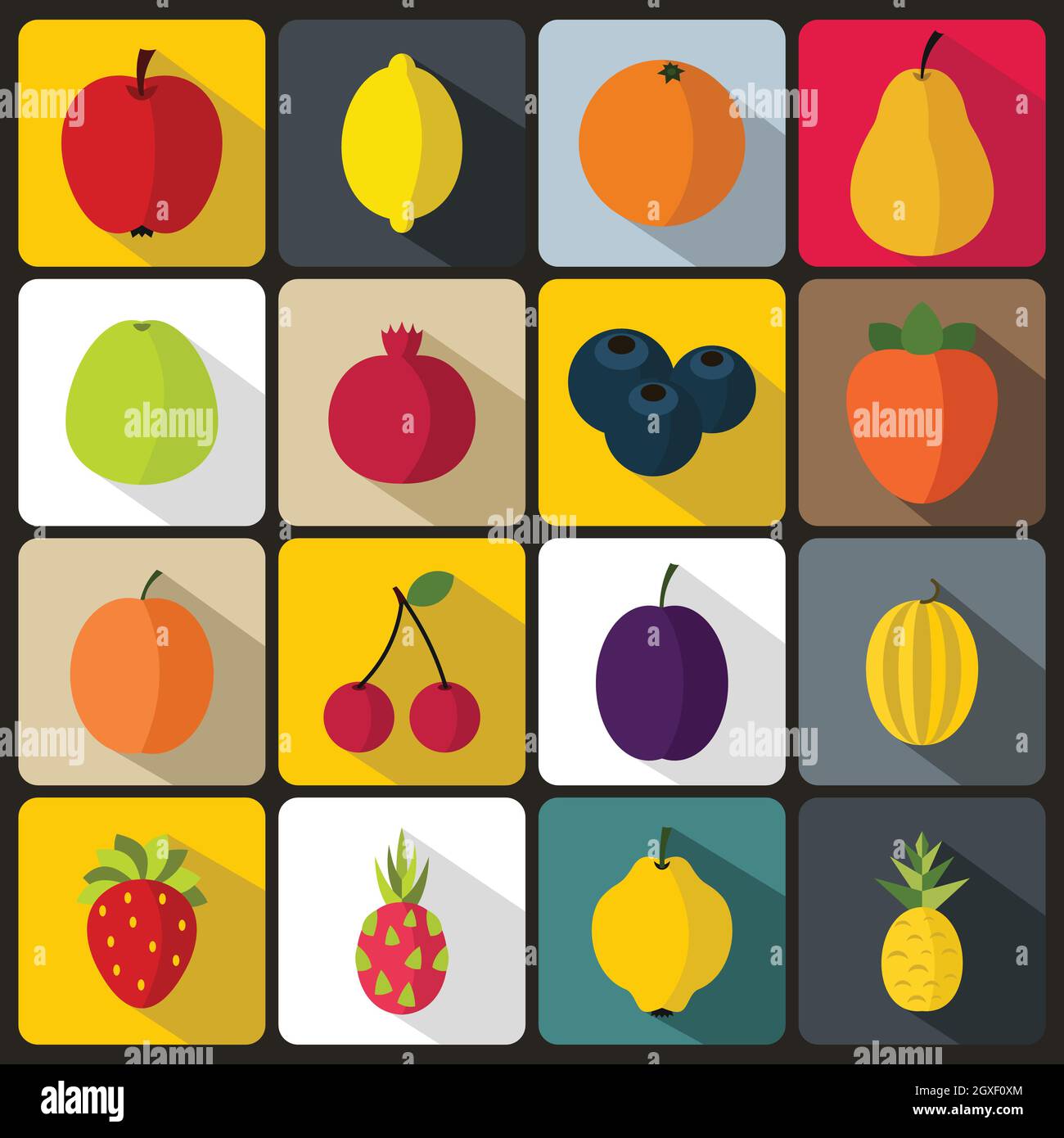 Fruit icons set in flat style for any design Stock Photo - Alamy