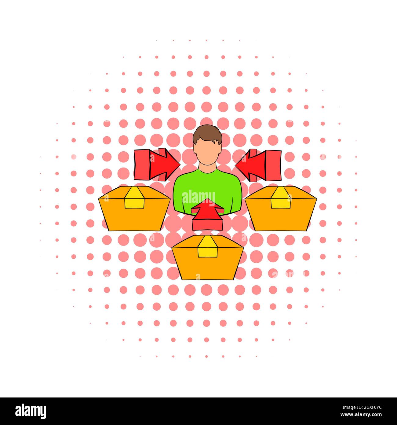 Client and payment terminals icon in comics style isolated on white ...