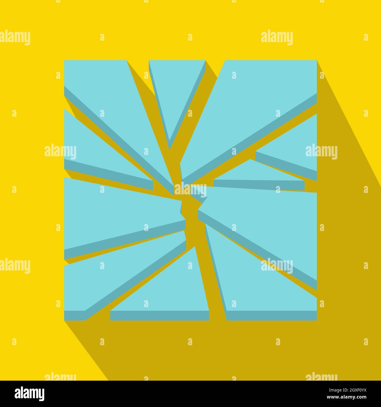 Broken glass icon in flat style with long shadow Stock Photo - Alamy