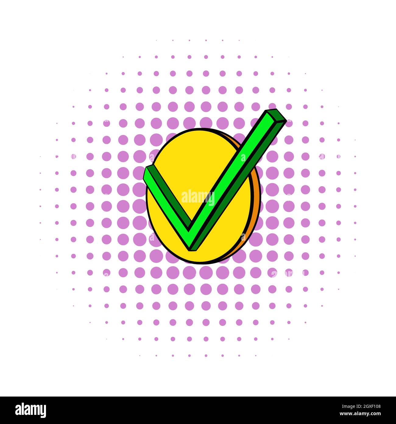 Check mark icon in comics style isolated on white background Stock ...