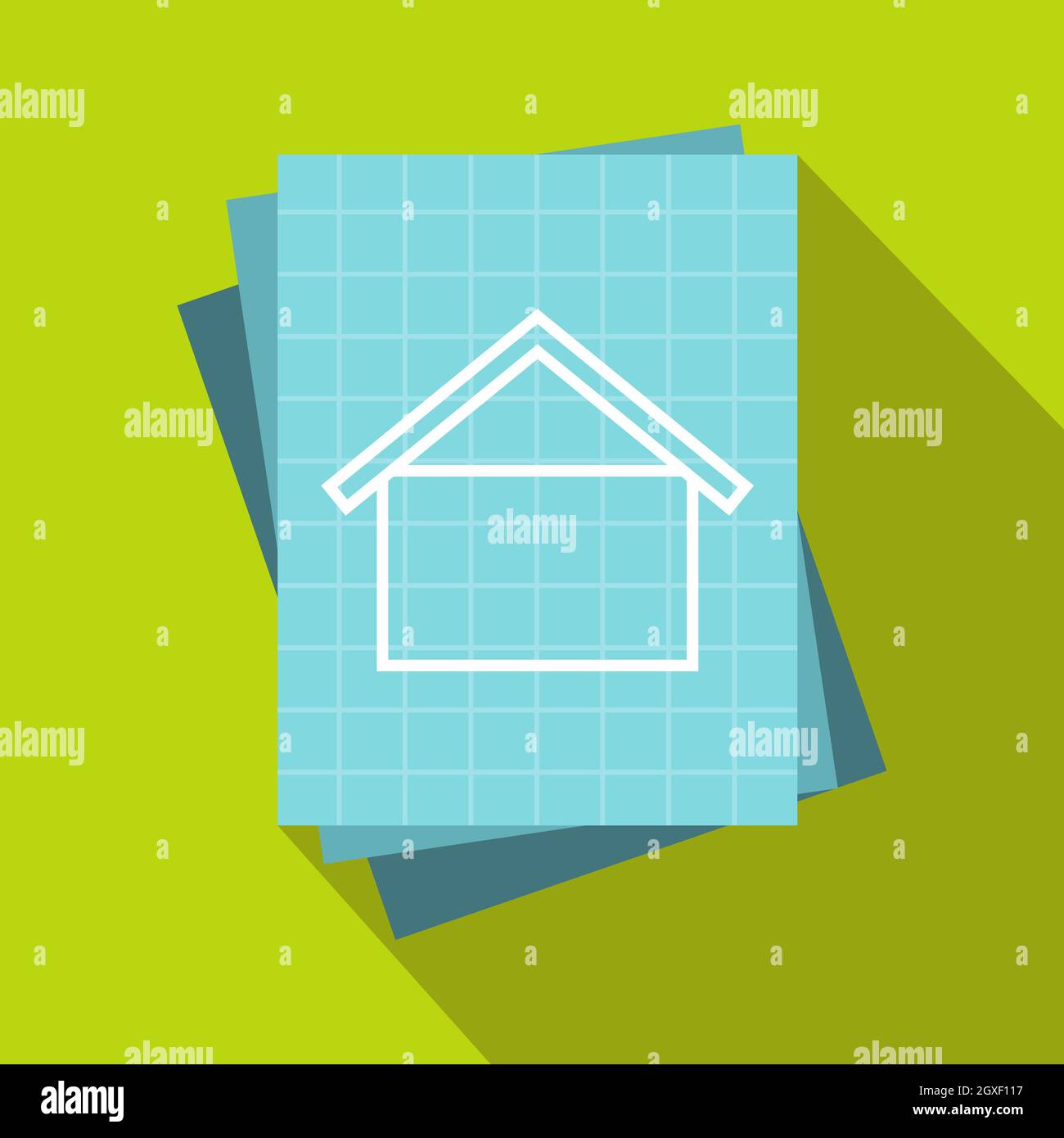 House blueprint icon in flat style on a green background Stock Photo ...