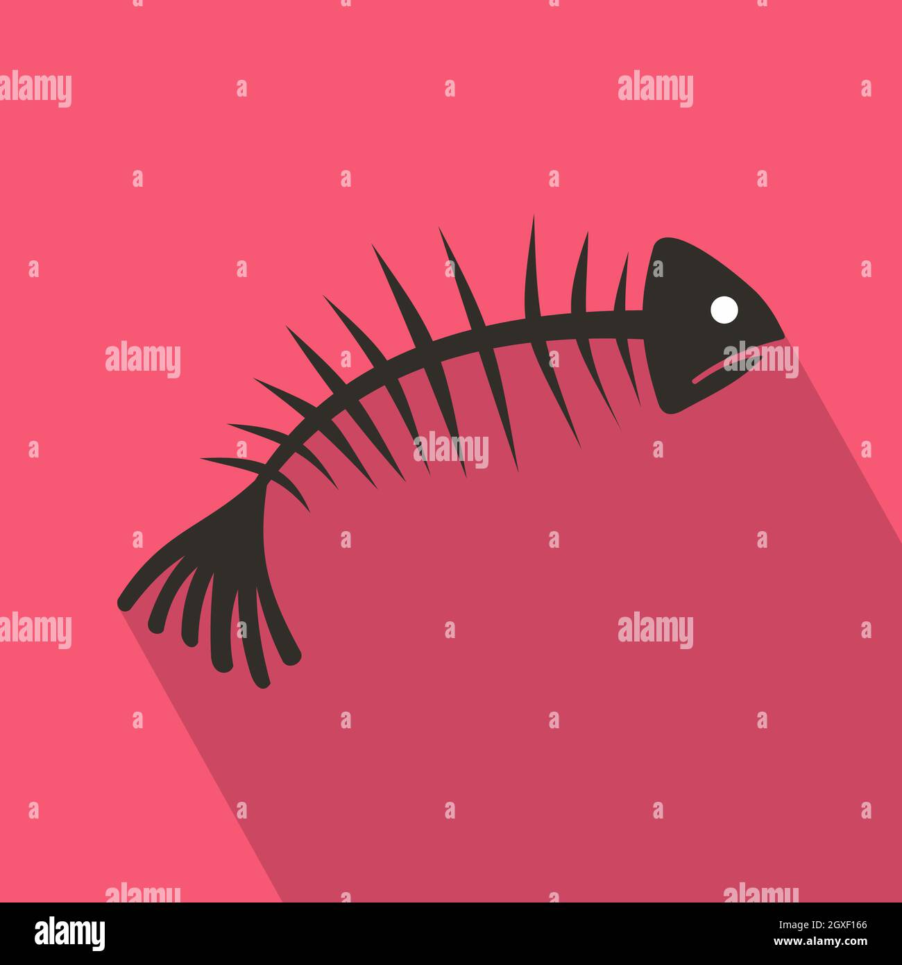 Fish bones icon in flat style with long shadow. Seafood symbol Stock ...