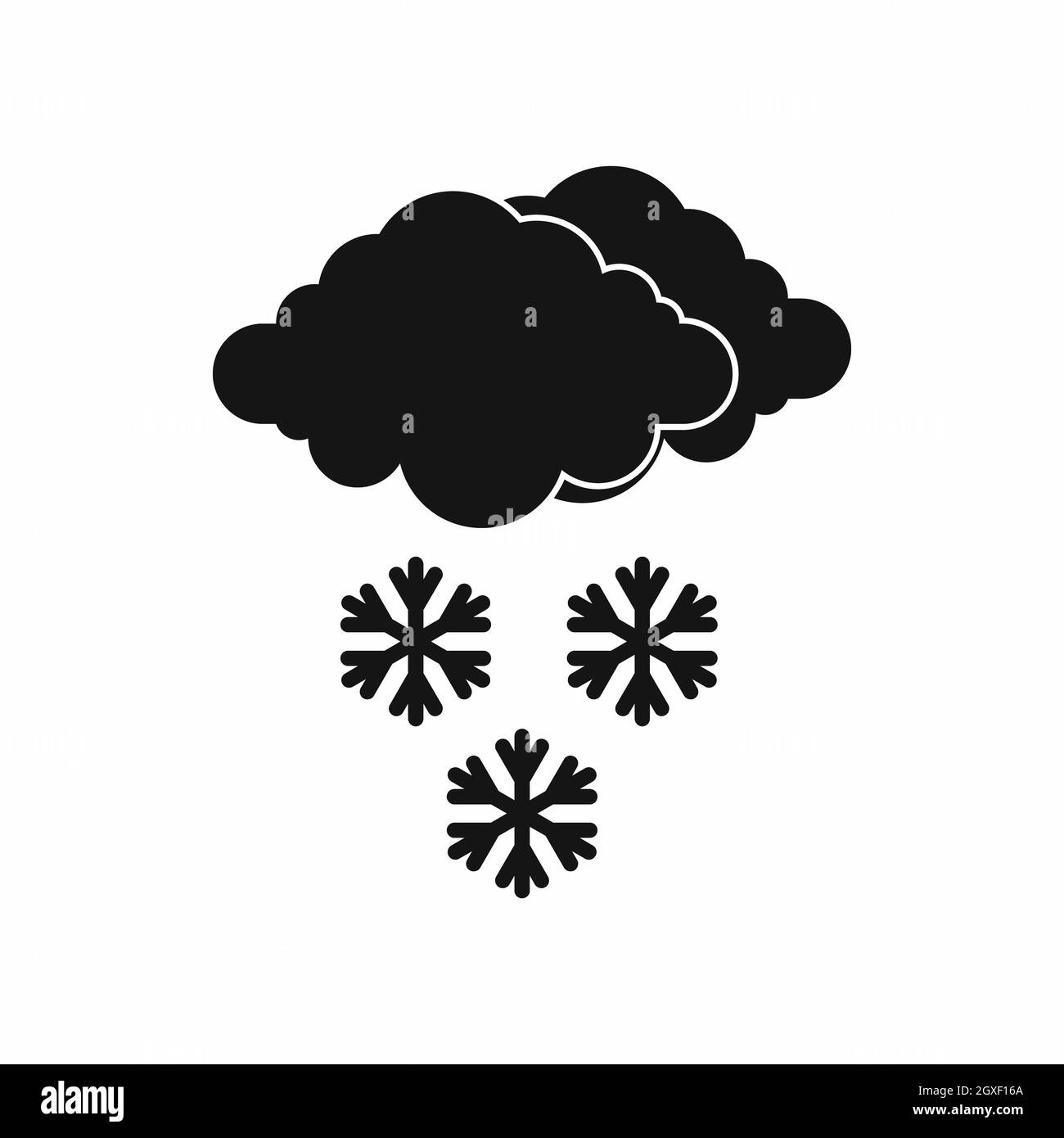 Cloud and snowflakes icon in simple style isolated on white background ...