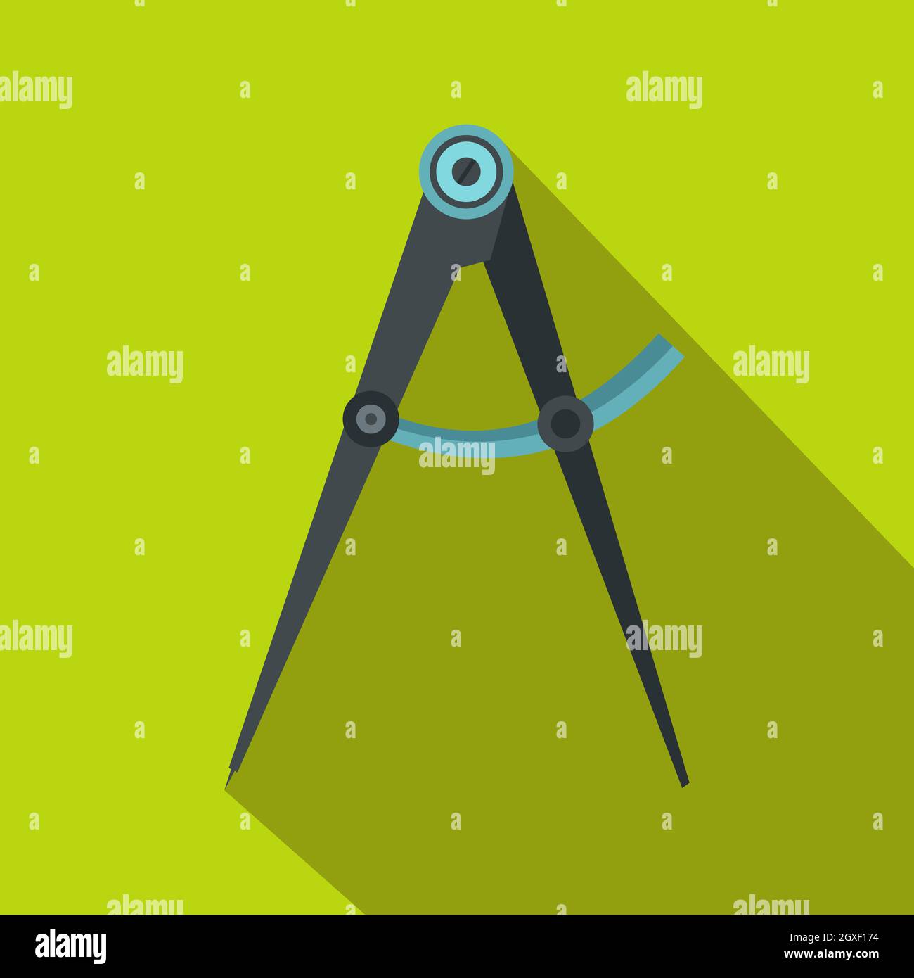 Compass tool icon in flat style on a green background Stock Photo - Alamy