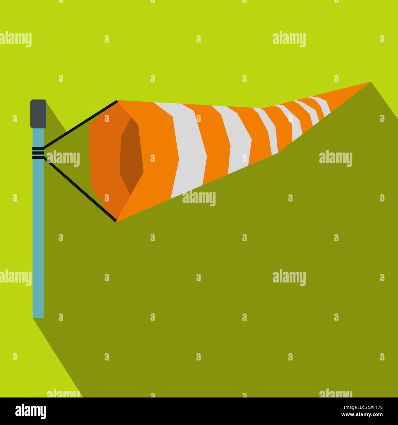 Windsock icon in flat style on a green background Stock Photo - Alamy