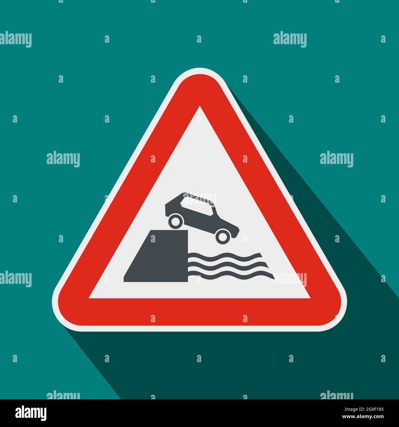 Riverbank traffic sign icon in flat style on a blue background Stock ...