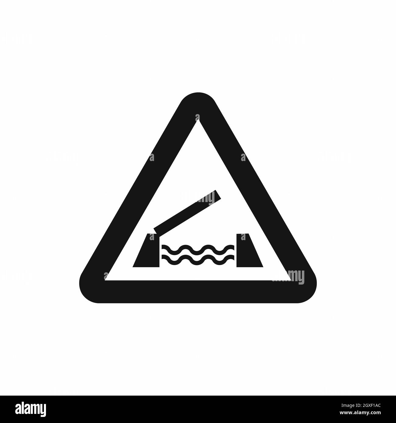 Lifting bridge warning sign icon in simple style isolated on white ...