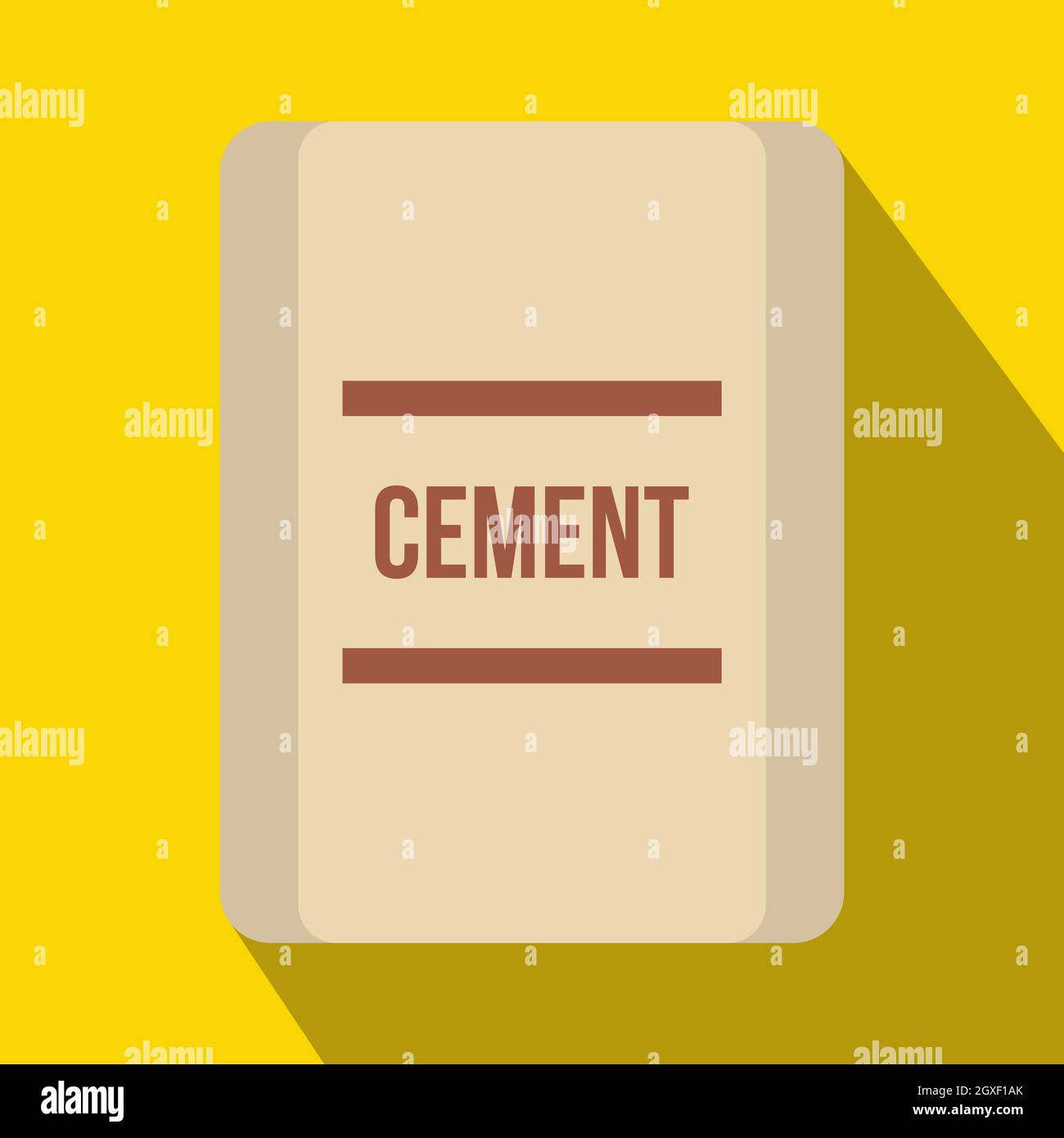 One bag of cement icon in flat style on a yellow background Stock Photo ...