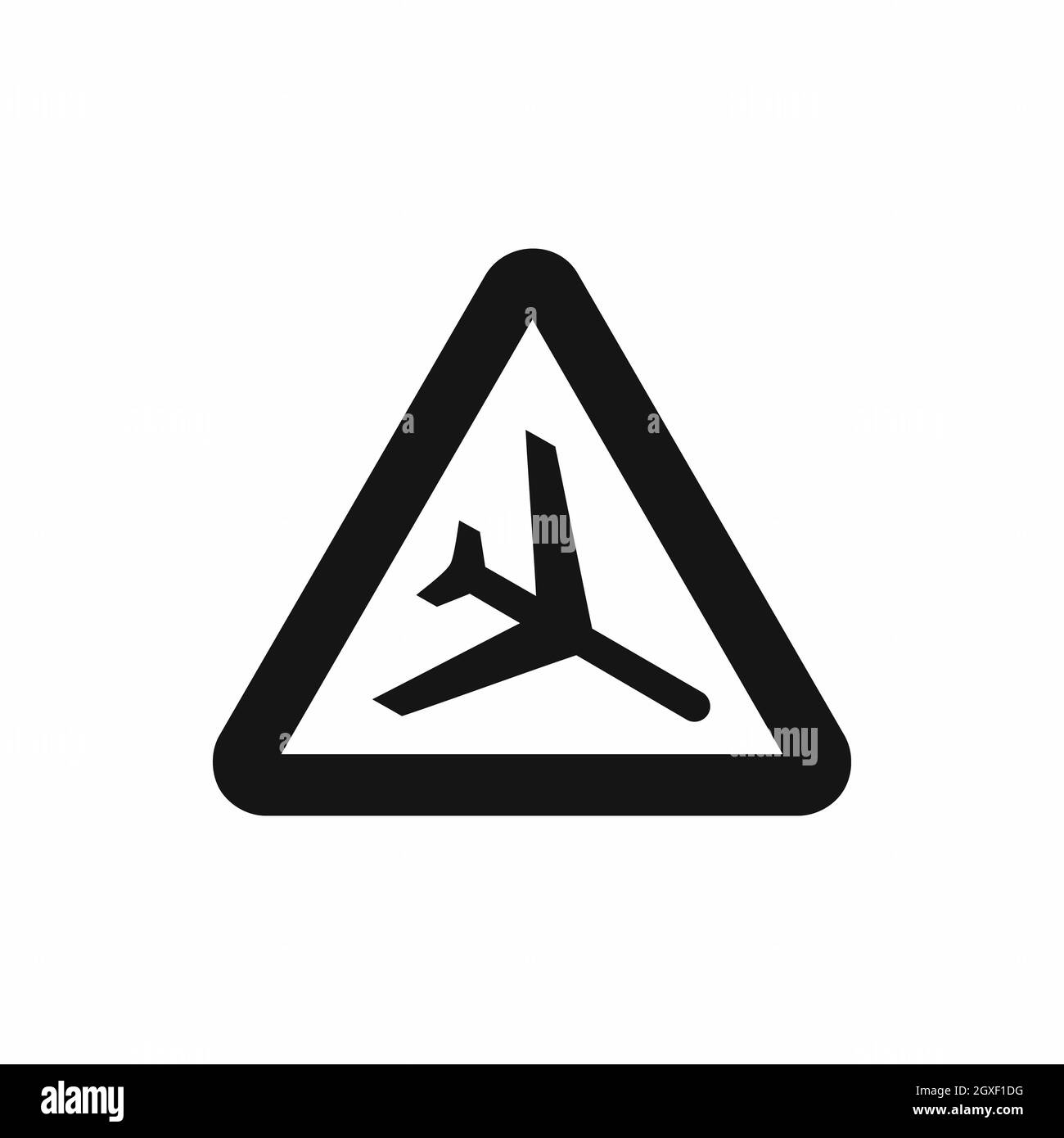 Warning sign of low flying aircraft icon in simple style isolated on ...