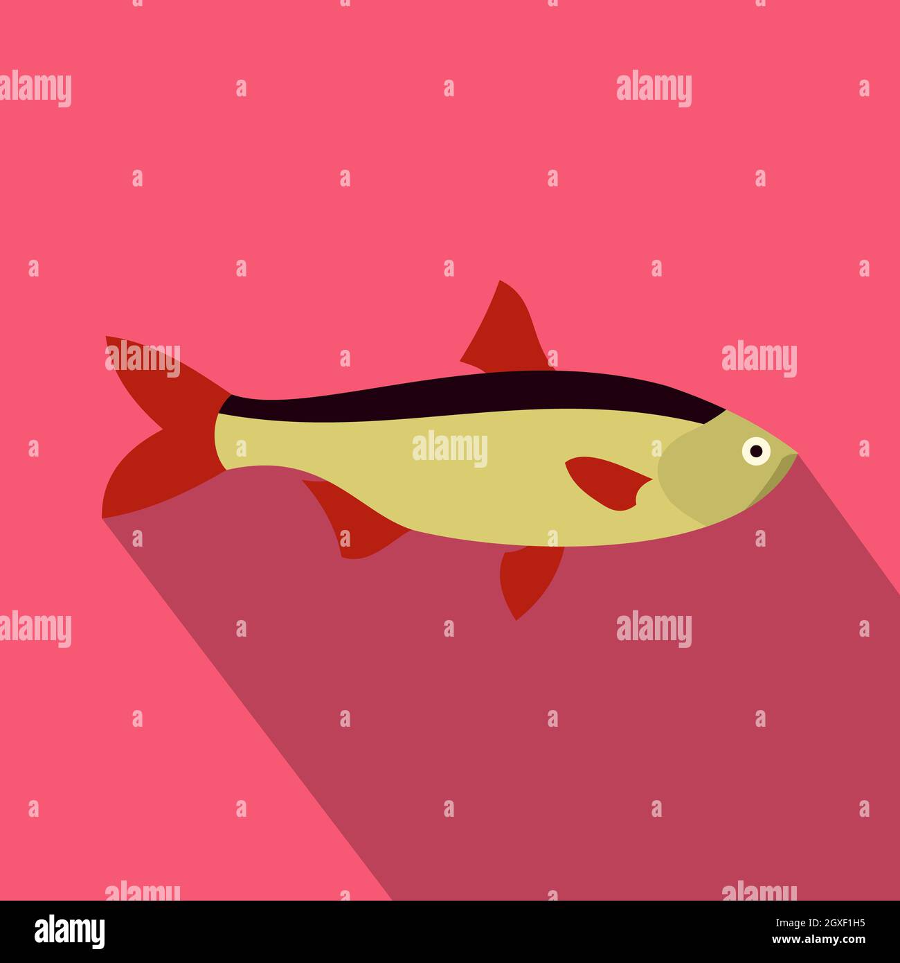 Salmon fish icon in flat style with long shadow. Sea and ocean symbol ...