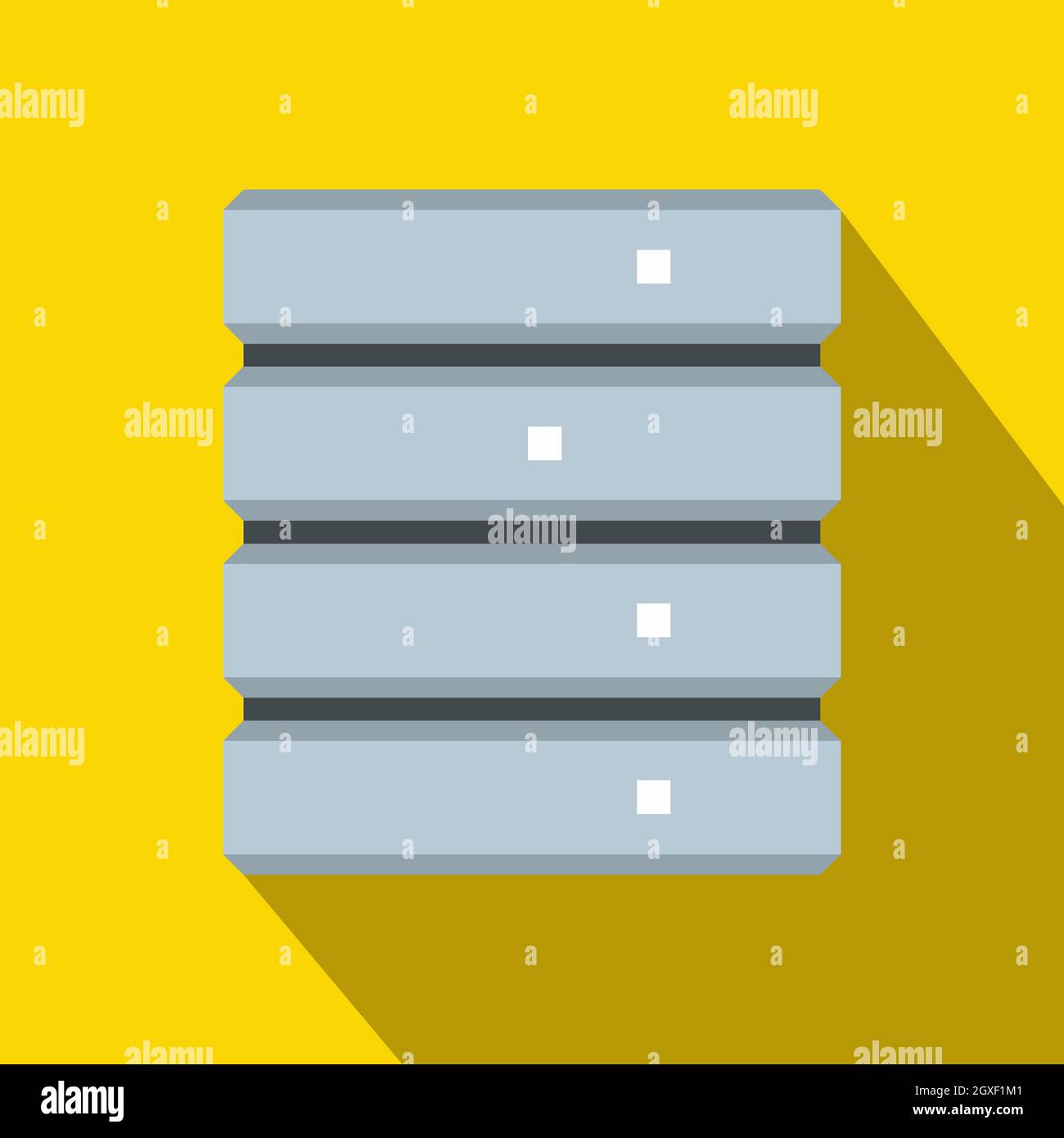 Database icon in flat style on a yellow background Stock Photo - Alamy