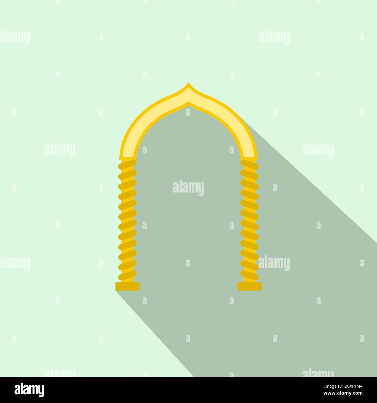Yellow arch icon in flat style with long shadow. Construction and ...