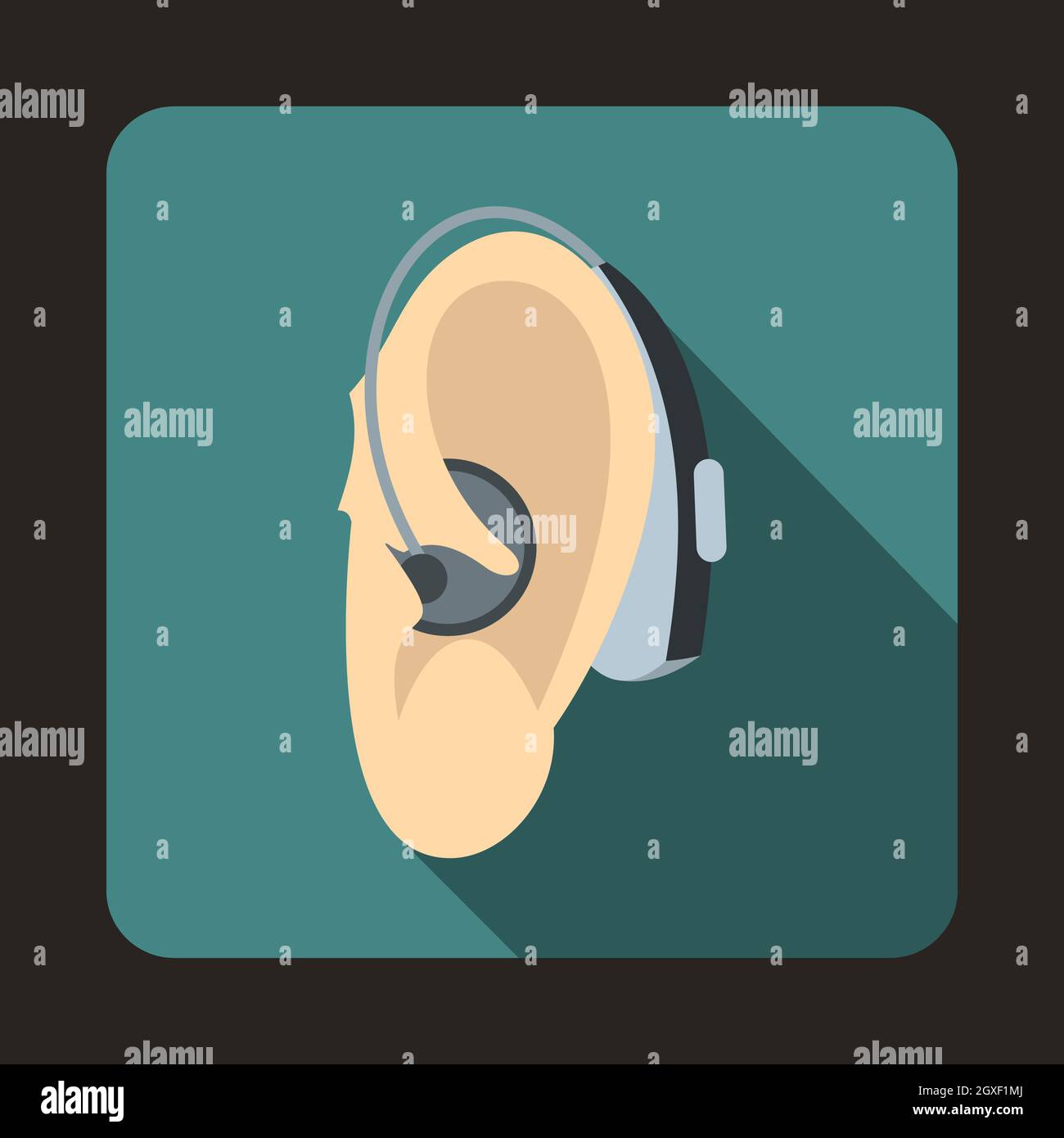 Hearing aid icon in flat style with long shadow. Equipment symbol Stock ...