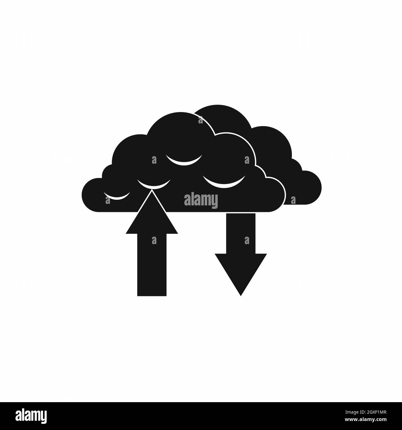 Clouds with arrows icon in simple style isolated on white background ...