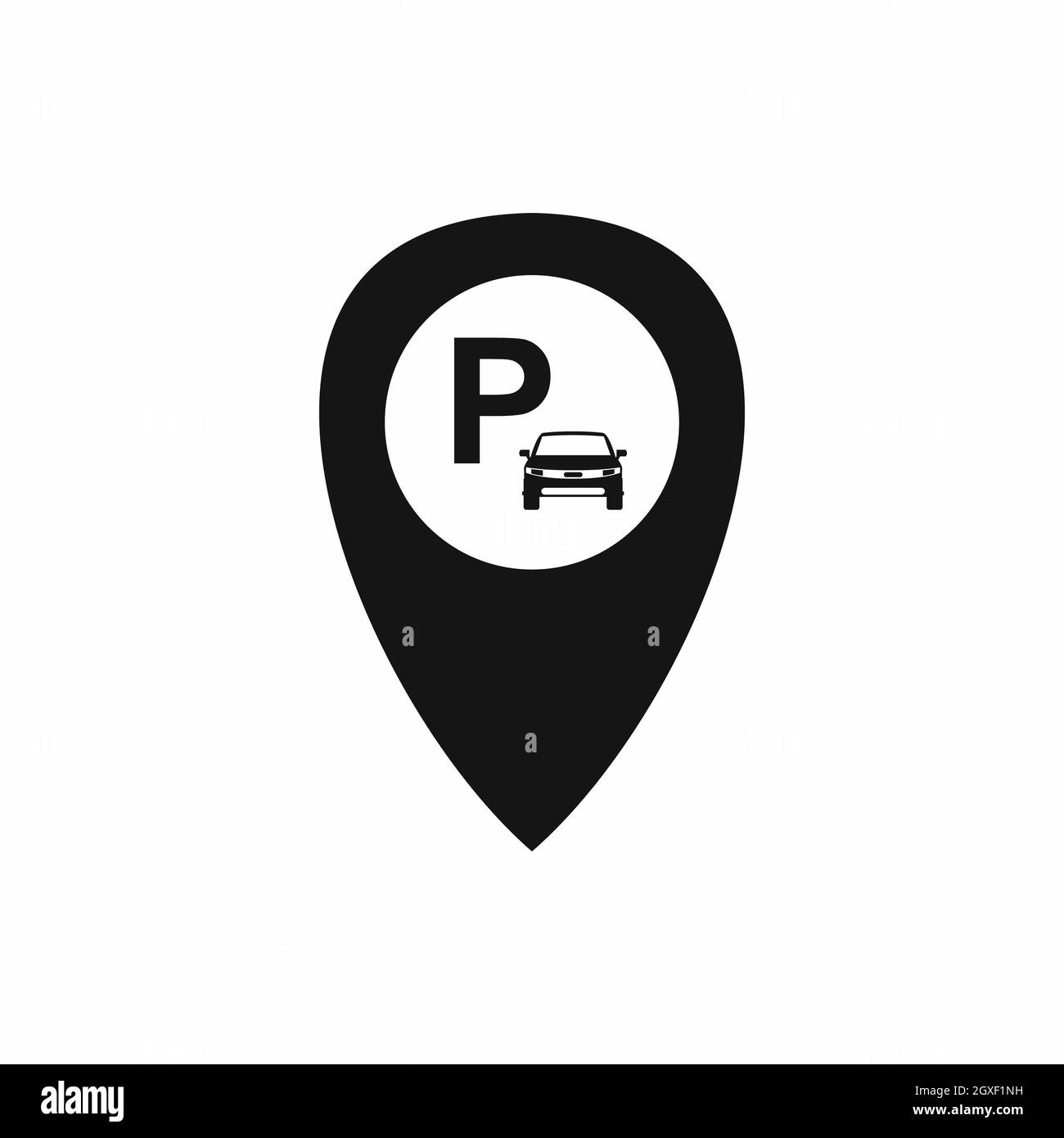 Map pointer with car parking icon in simple style isolated on white ...