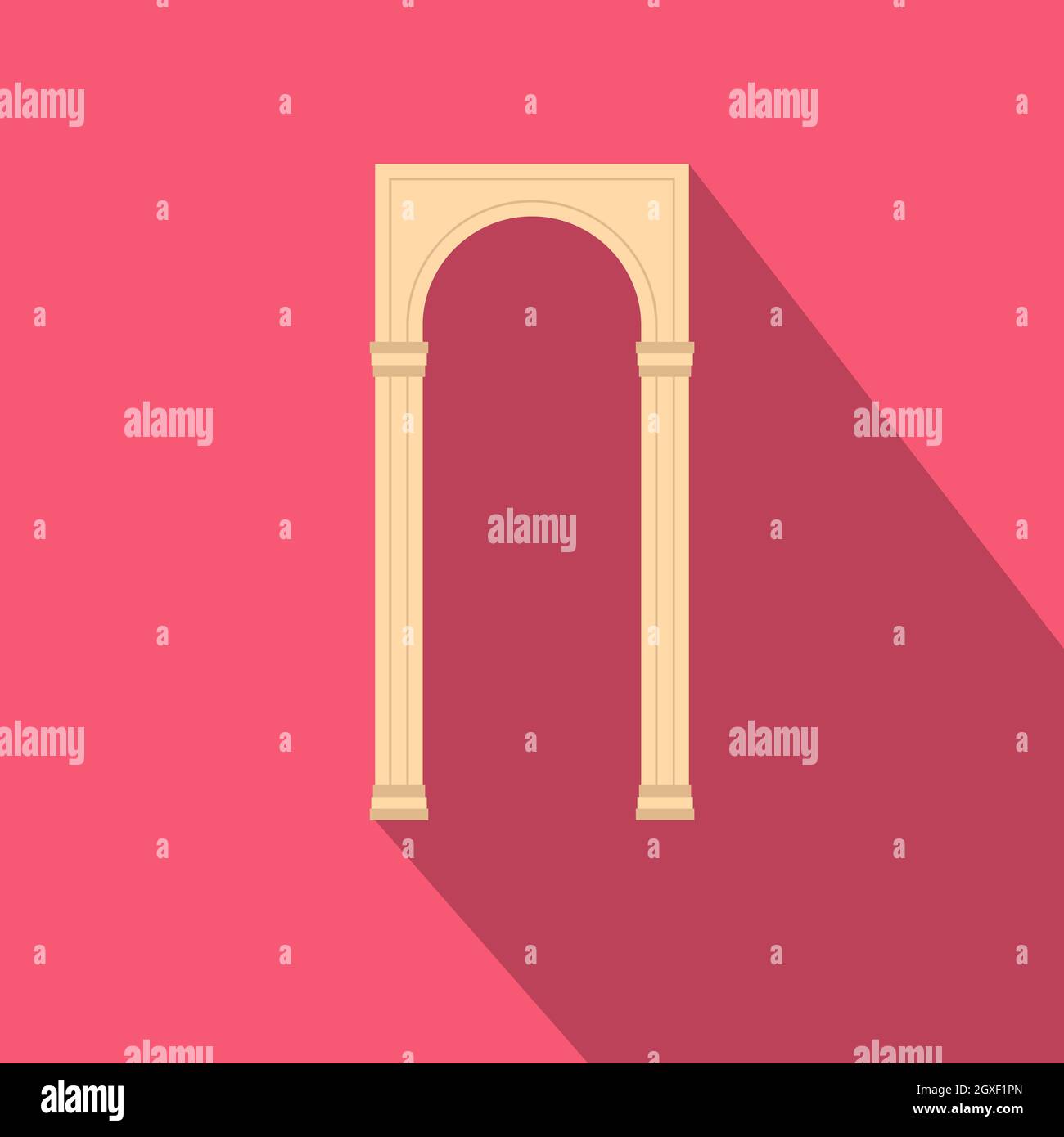 Rectangular arch icon in flat style with long shadow. Construction and ...