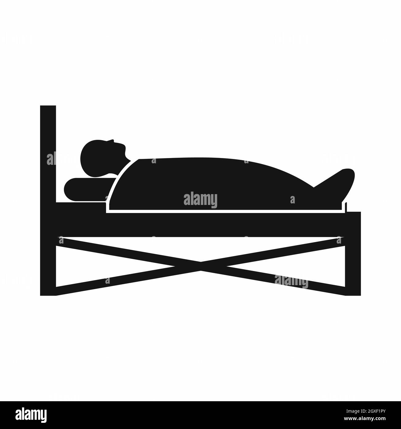 Patient in bed in hospital icon in simple style isolated on white ...