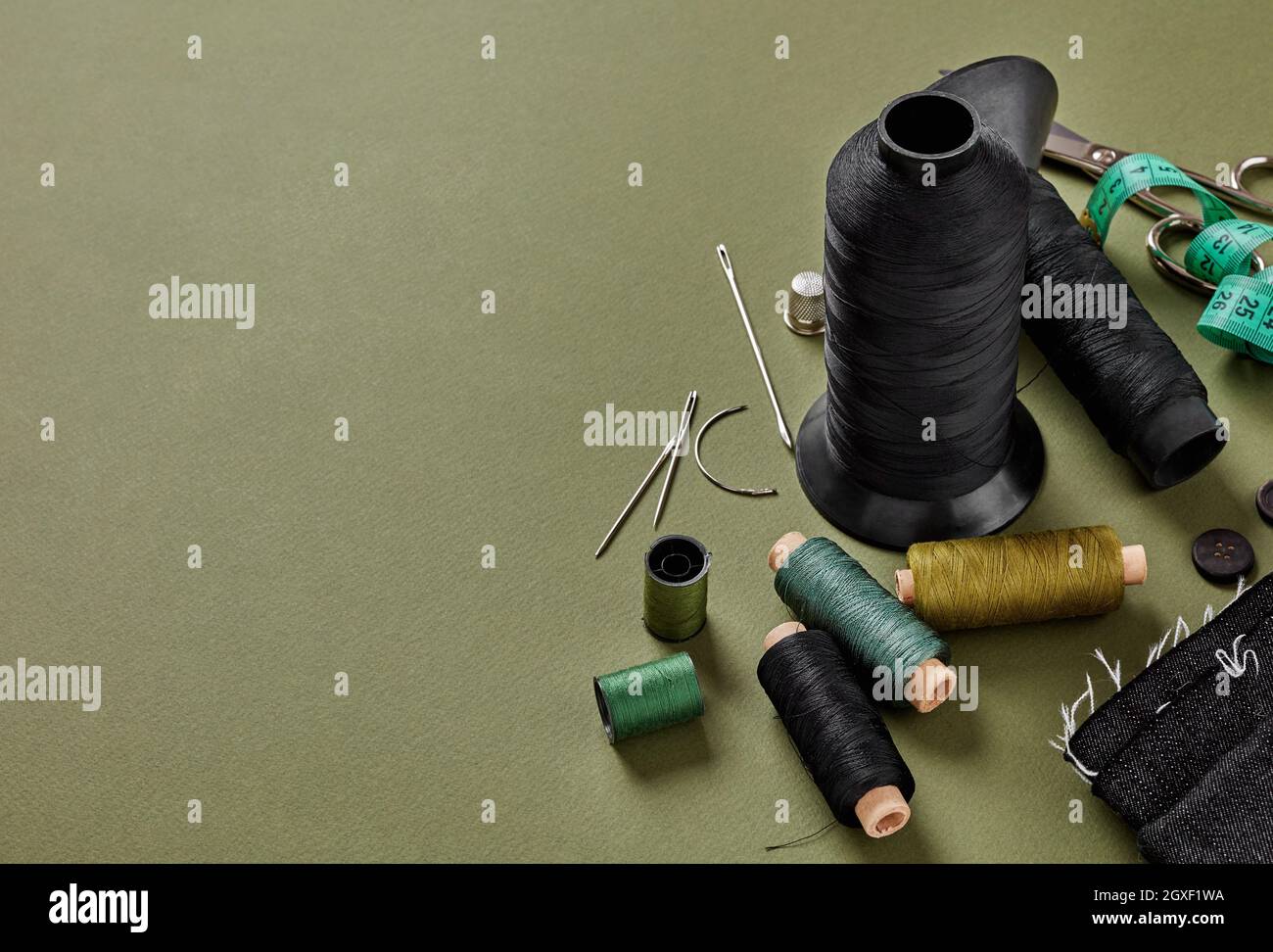 Tailoring products on table, top view Stock Photo - Alamy