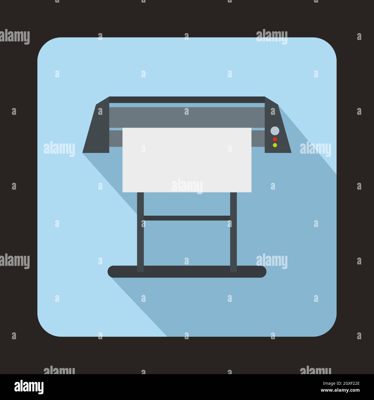 Large format inkjet printer icon in flat style on a blue background ...