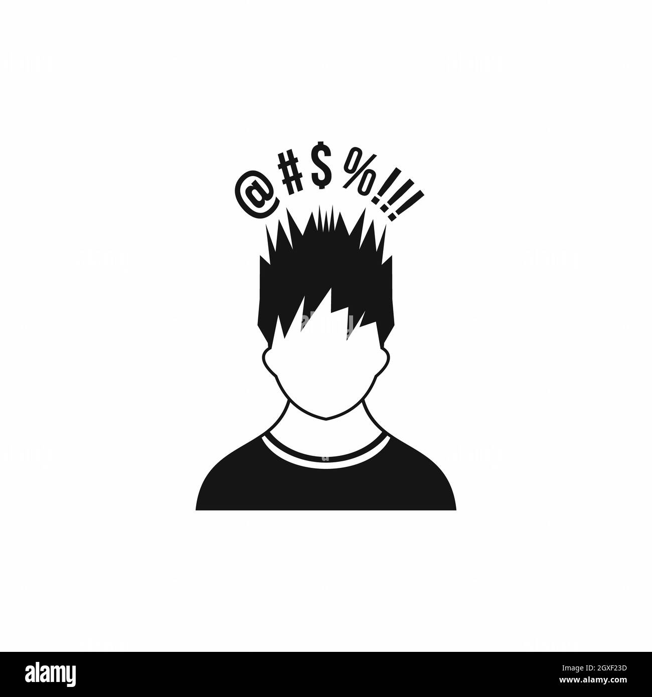 Man with different signs over his head icon in simple style isolated on ...