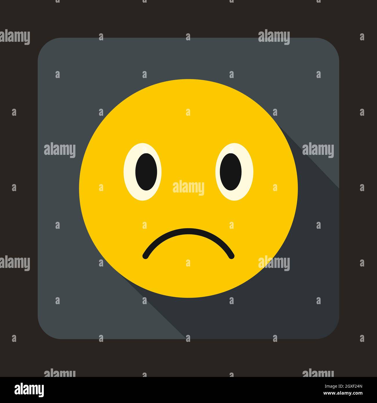 Sad emoticon icon in flat style on a gray background Stock Photo - Alamy