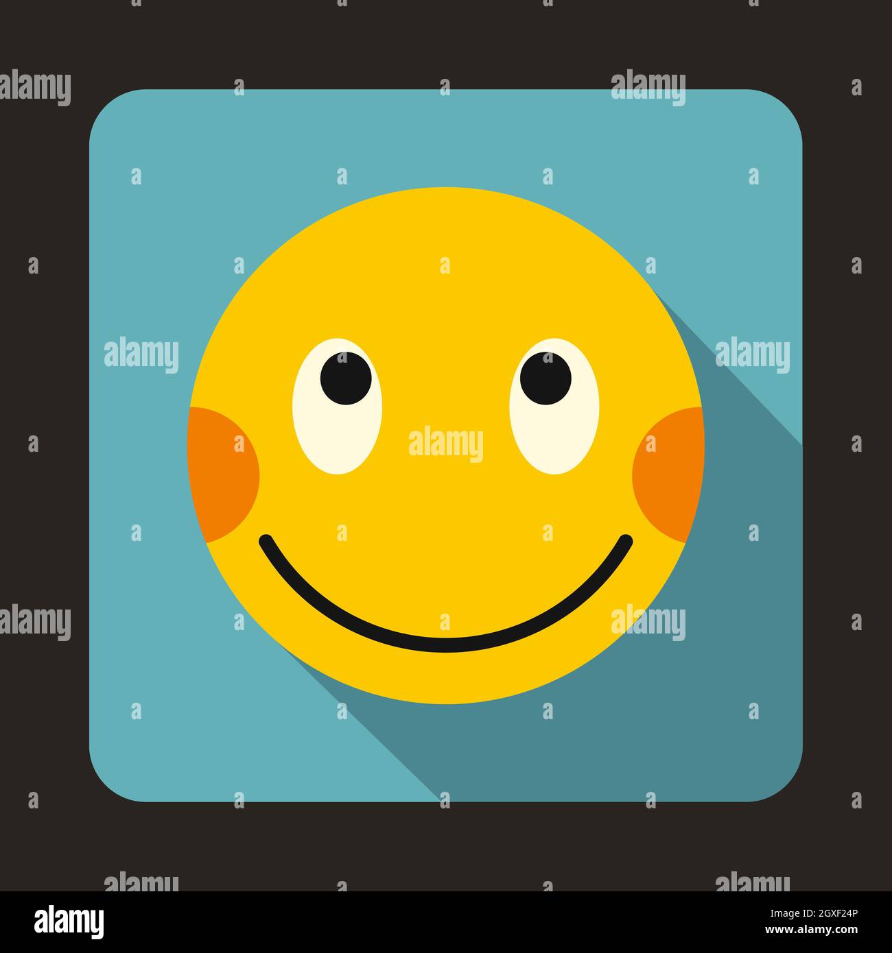 Embarrassed emoticon with flushed red cheeks icon in flat style on a ...