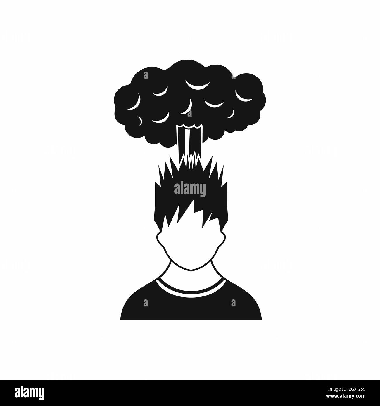 Man with red cloud over head icon in simple style isolated on white ...