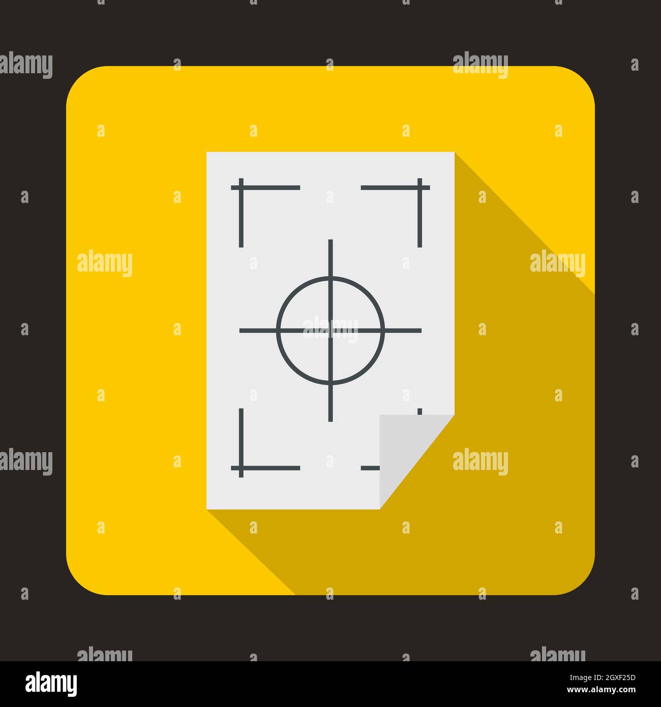 Printer marks on a paper icon in flat style on a yellow background ...