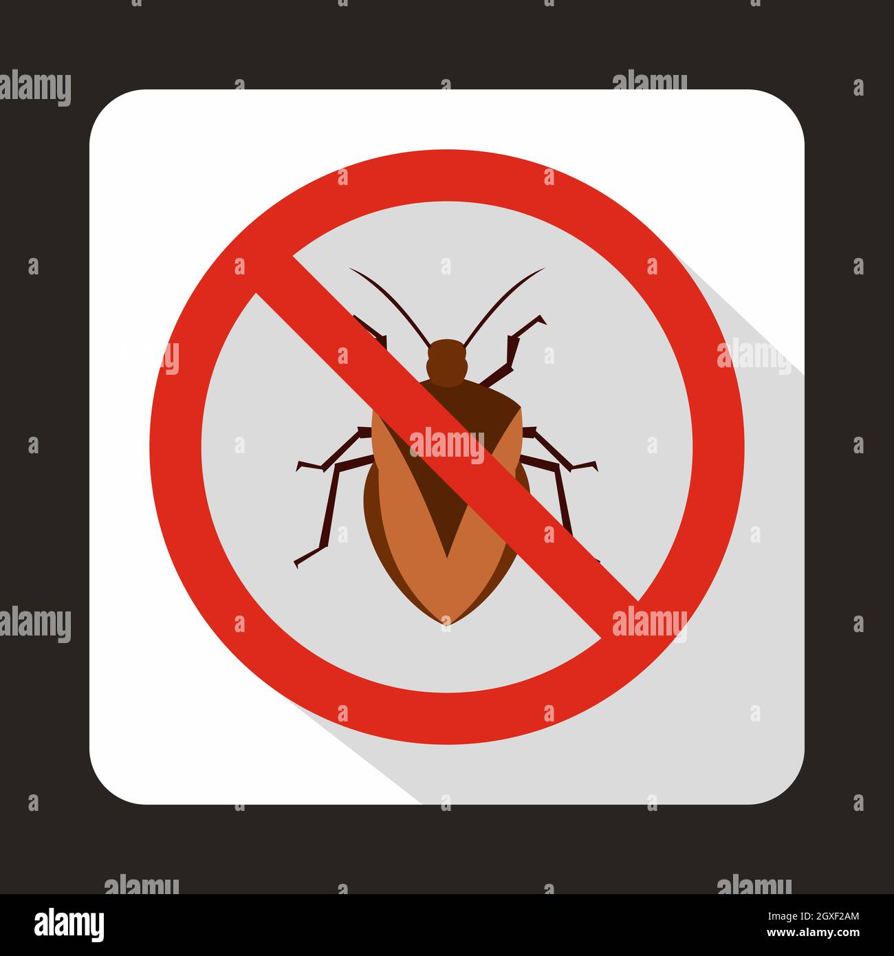 No bug sign icon in flat style on a white background Stock Photo - Alamy