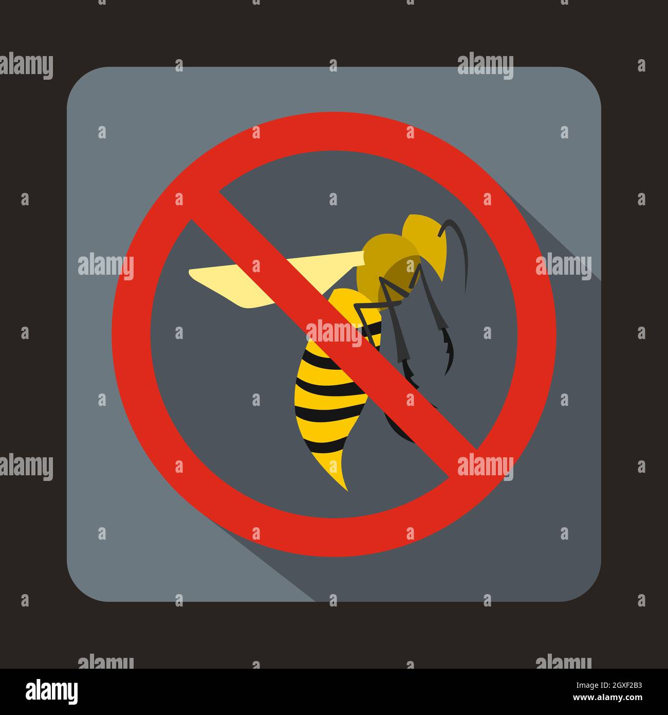 No wasp sign icon in flat style on a gray background Stock Photo - Alamy