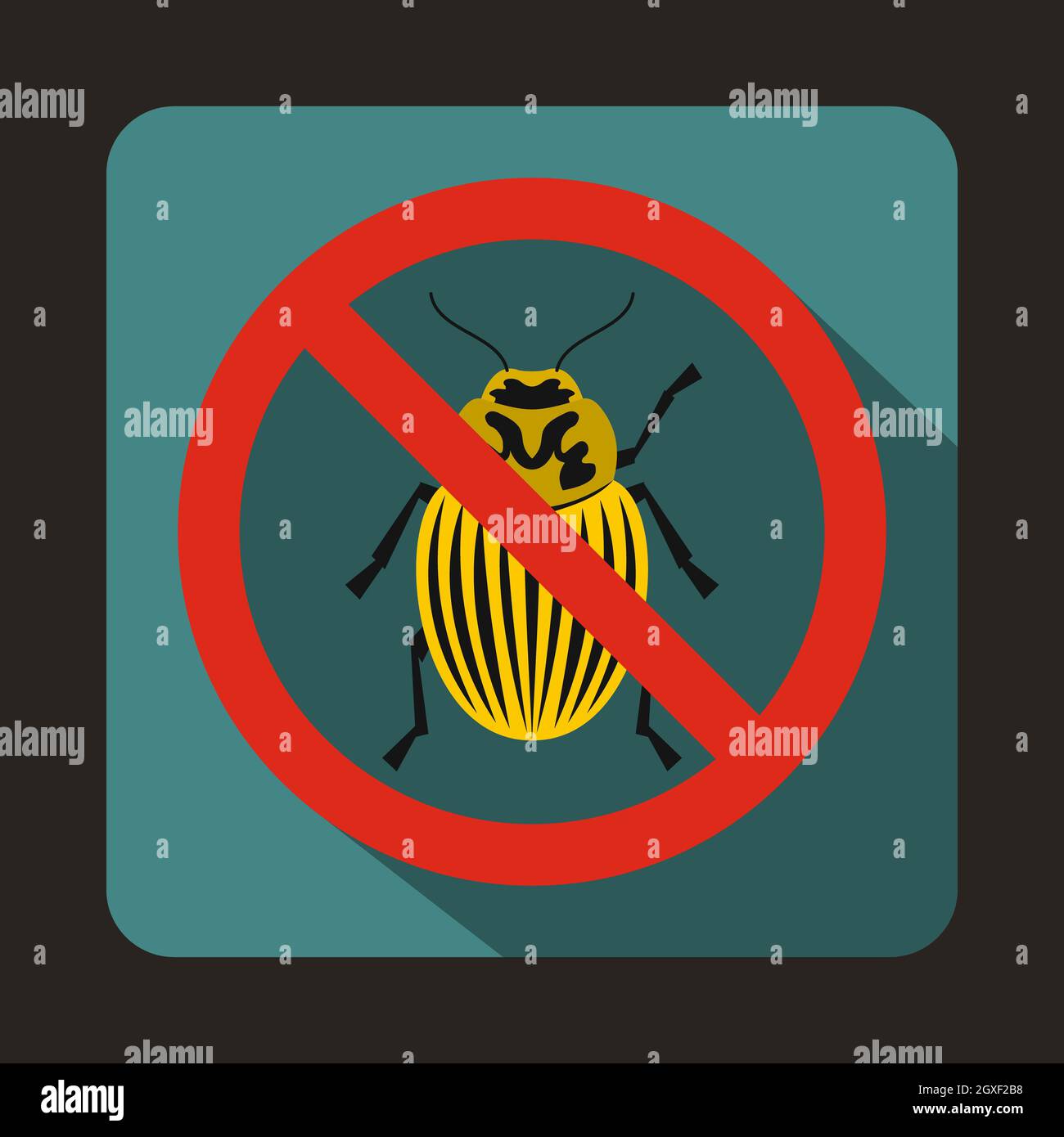No potato beetle sign icon in flat style on a blue background Stock ...