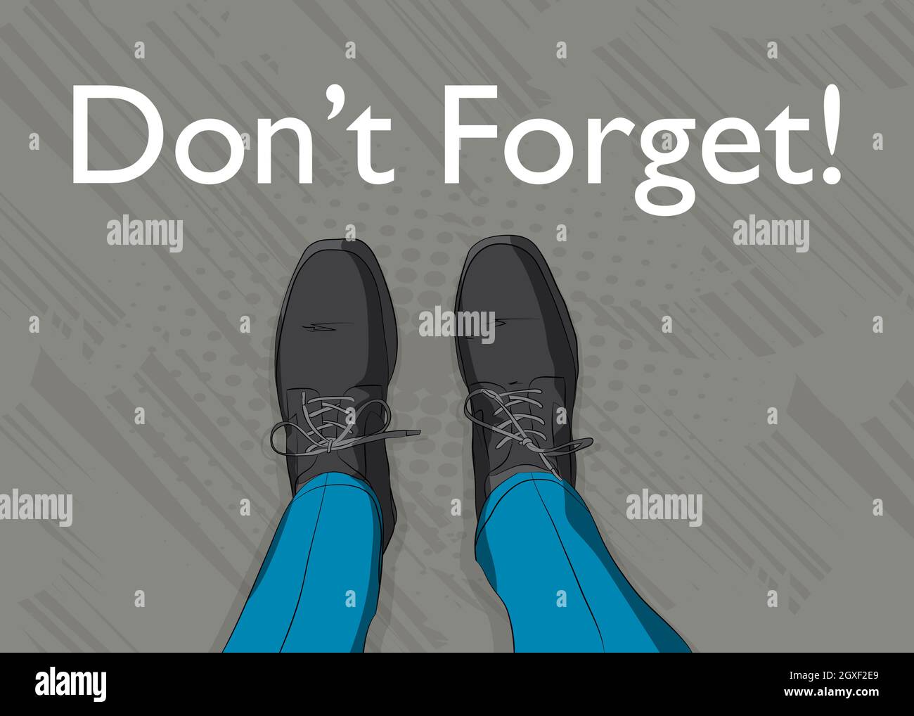 Comic book illustrated vector image of legs in boots on Don't forget ...