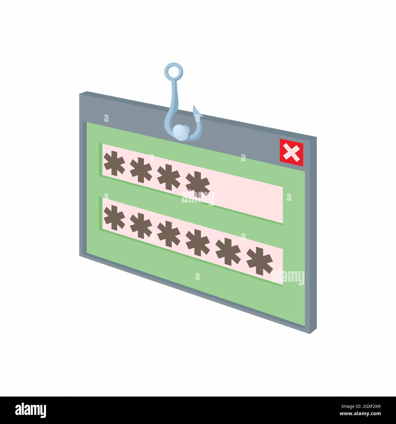 Internet phishing, hacking login and password icon in cartoon style on ...