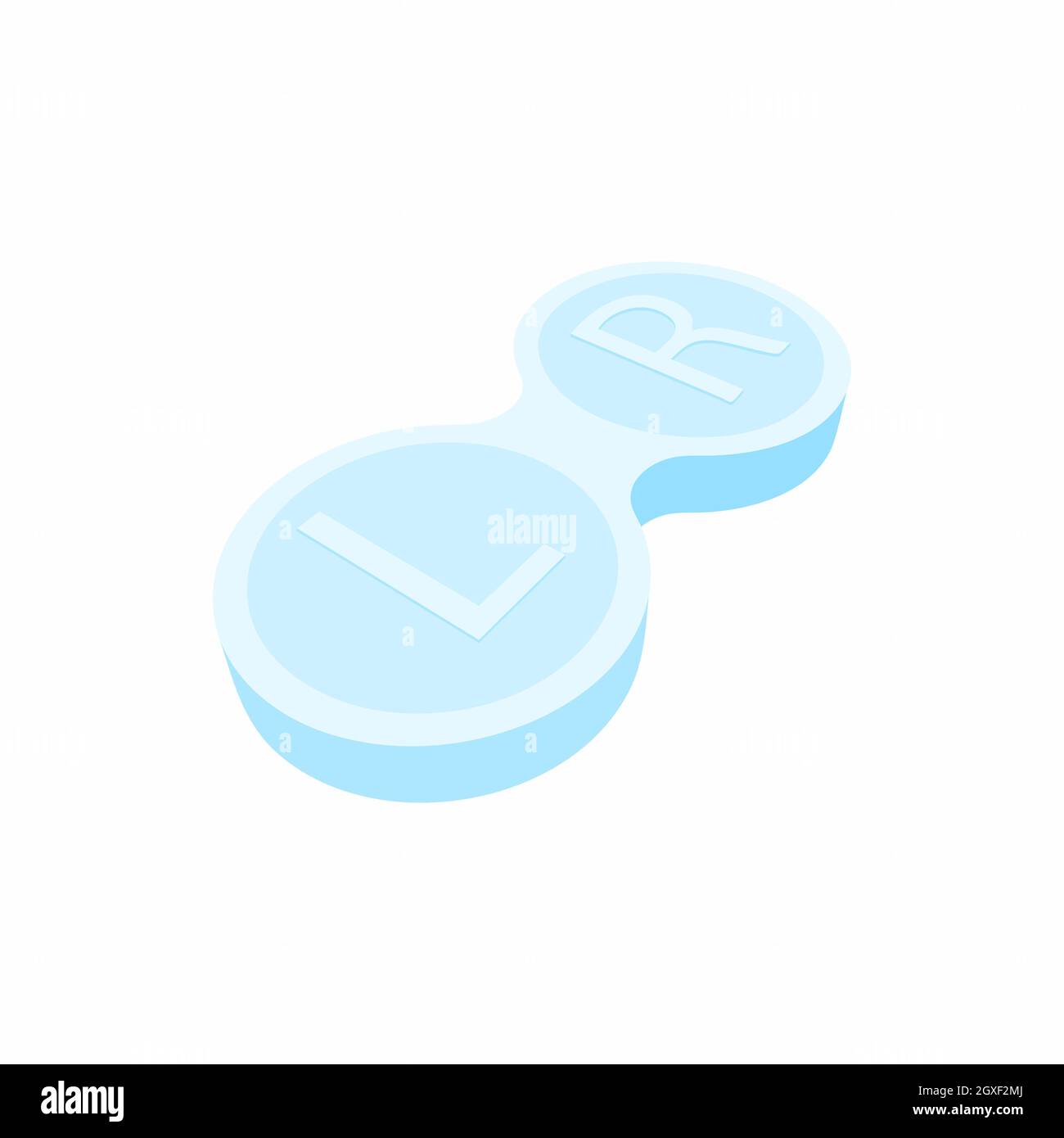 Closed contact lens case icon in cartoon style on a white background ...