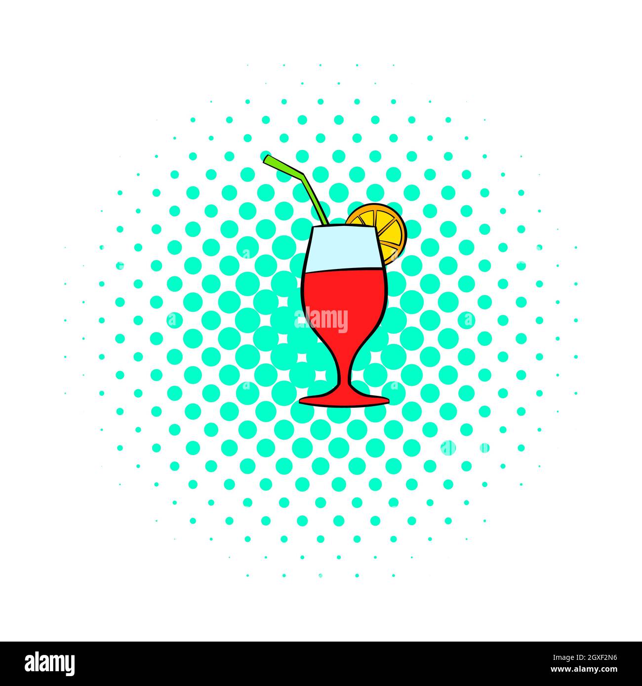 Cocktail icon in comics style isolated on white background Stock Photo ...