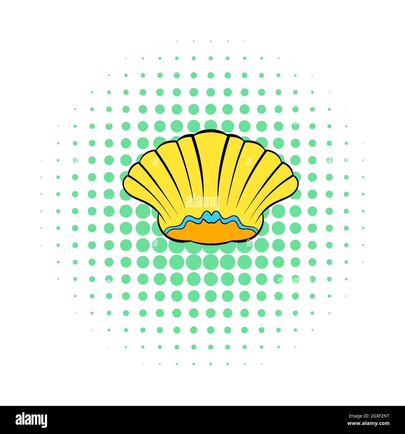 Sea shell icon in comics style isolated on white background Stock Photo ...