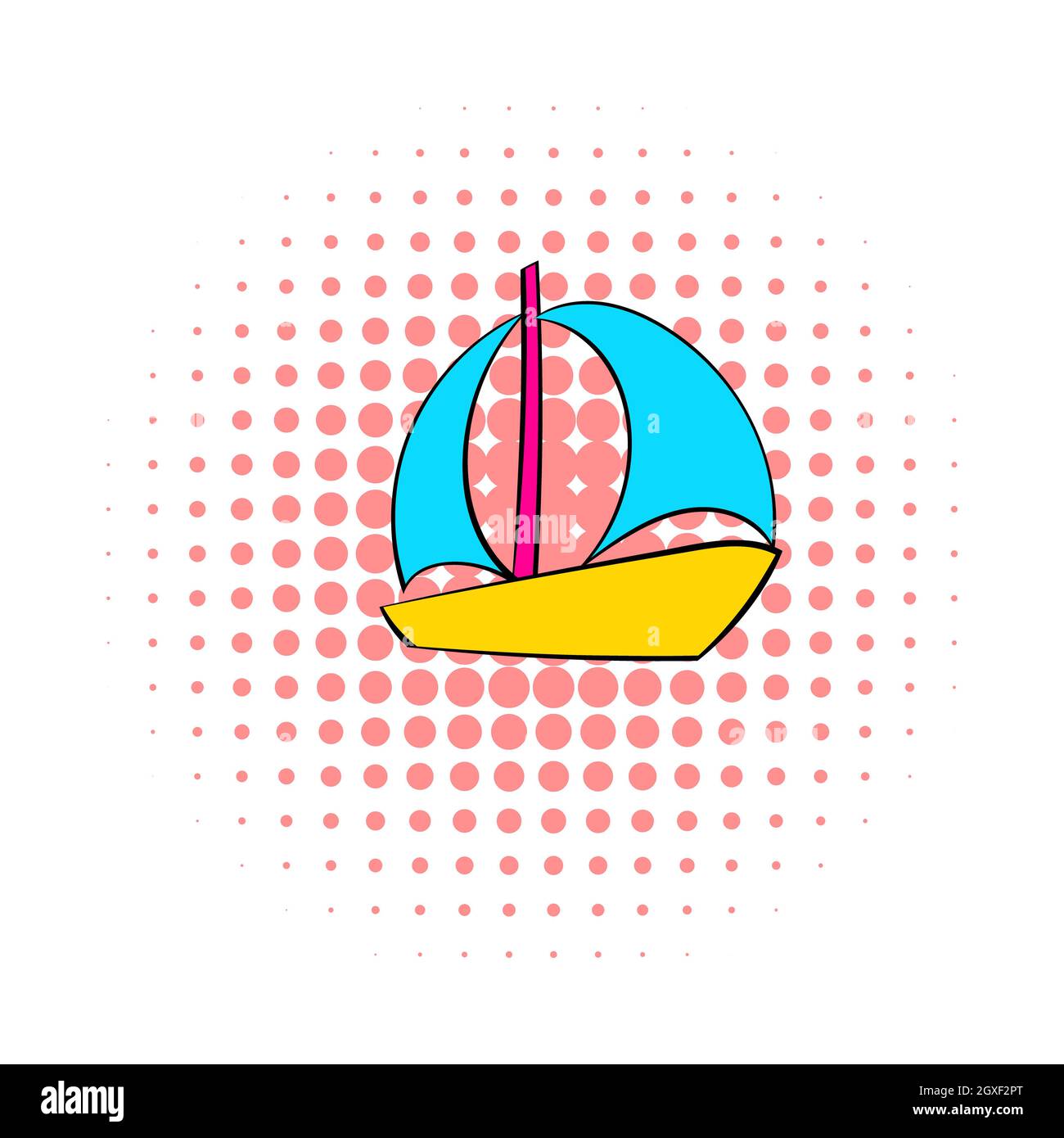 Sail boat icon in comics style isolated on white background Stock Photo ...